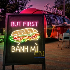 But First Banh Mi Neon Sign Banh Mi Neon Light Asian Restaurant Wall ...