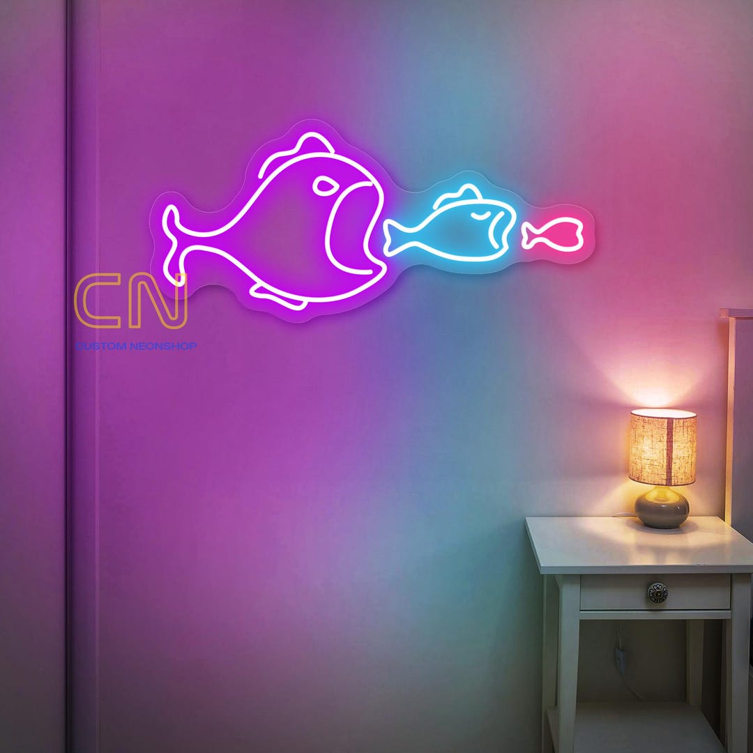 Fishes Neon Sign Decor Led Sea Art Light Sign Led Logo Sailor Wall ...