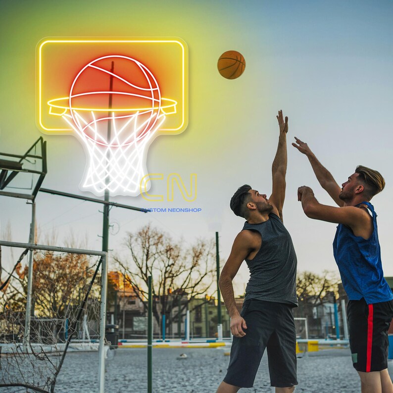 Basketball Hoop Neon Sign, Personalized Basketball Sign, Basketball ...