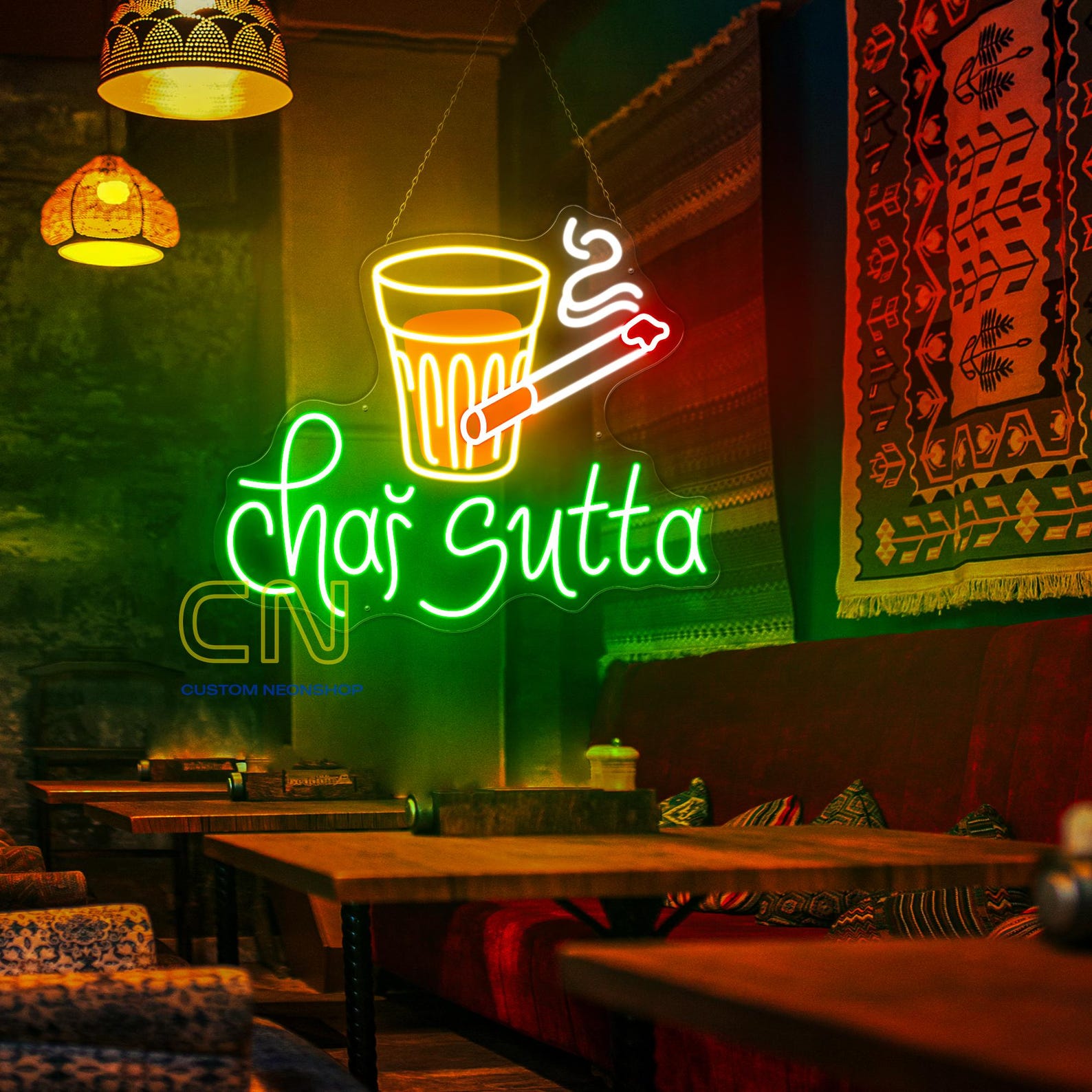 Chai Sutta Neon Sign, Indian Tea Store Neon Indian Food Street Food ...