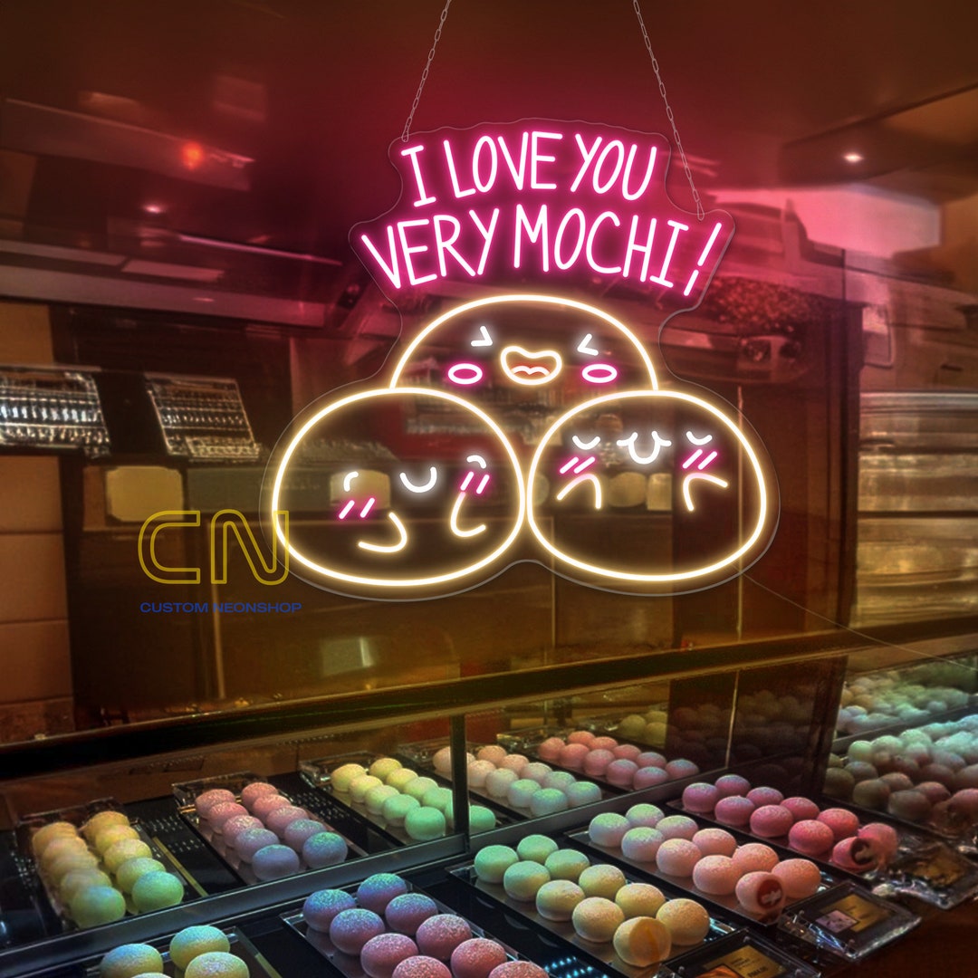 I Love You Very Mochi Neon Sign, Mochi Neon Sign, Mochi Decor Sign ...