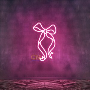 Bow Neon Sign, Ribbon Neon Sign, Gift for Girl, Bedroom Wall Decor ...