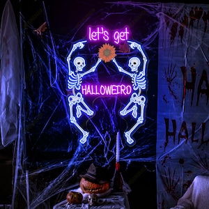 Skeleton Neon Sign Funky Sign Dancing Skull Neon Sign Halloween Neon ...