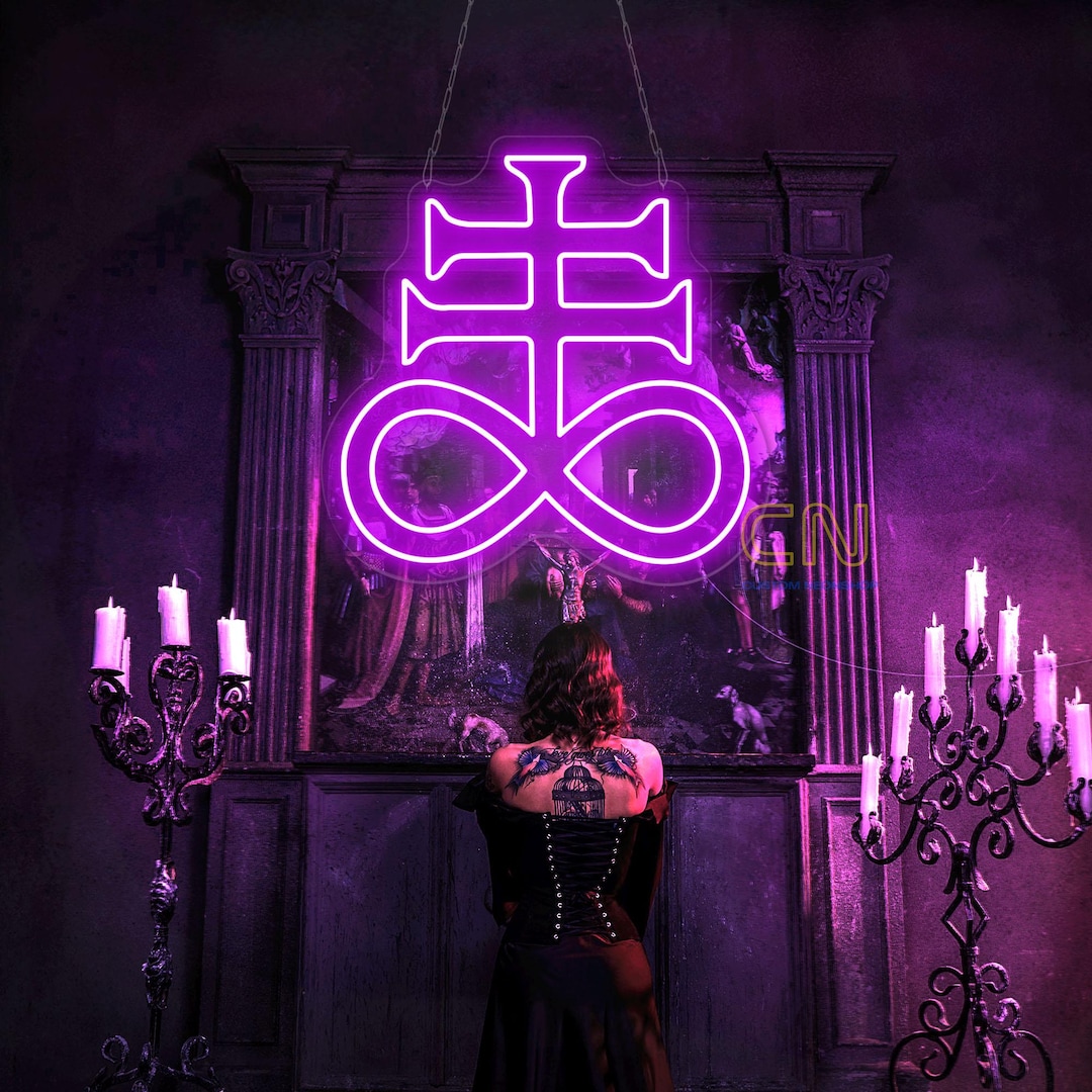 The Cross of Leviathan Neon Sign, Satanic Cross Sign, Leviathan Cross ...