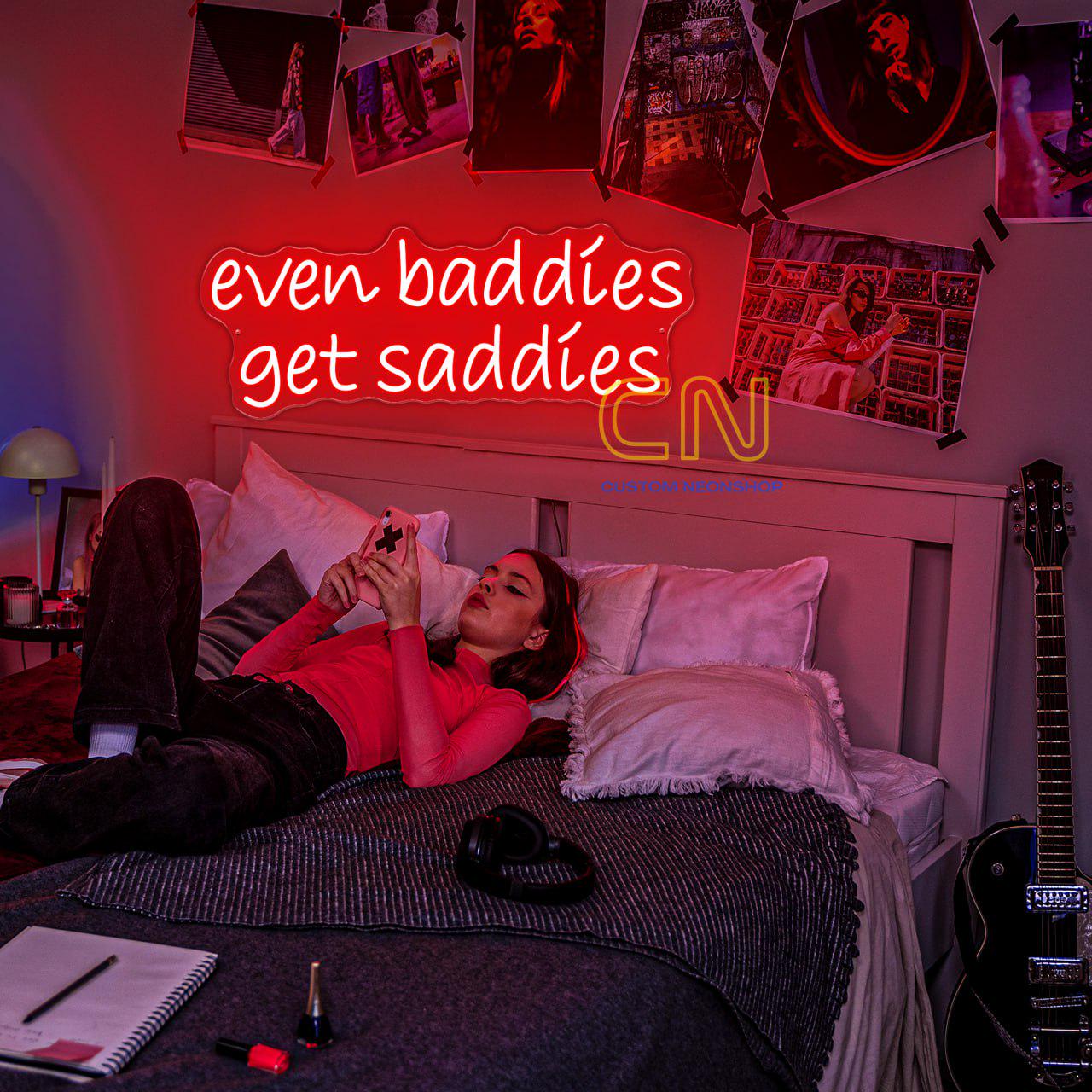 Even Baddies Get Saddies Neon Sign, Trendy Vintage Retro Mental Health ...