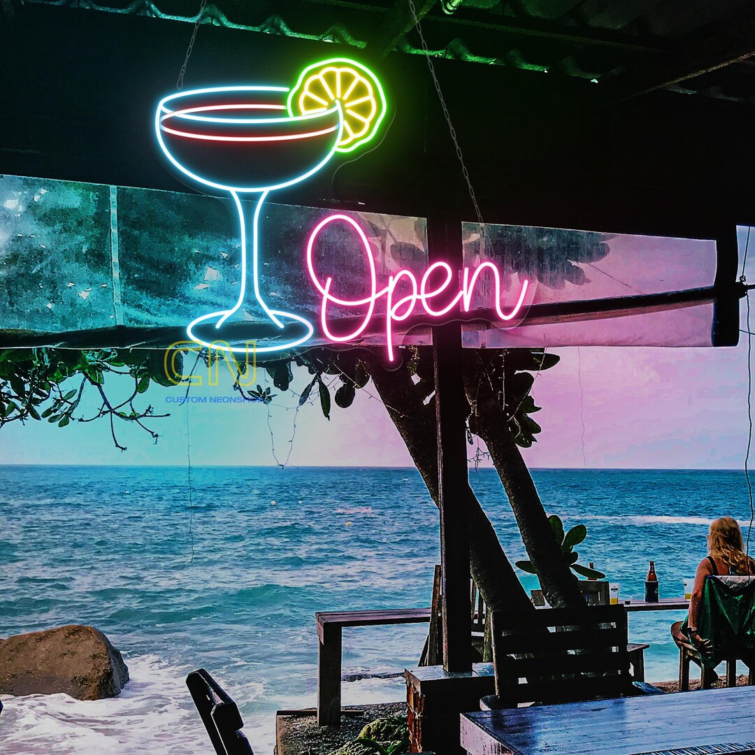 Daiquiri Cocktail Open Neon Sign, Bar Neon Sign, Party Led Sign ...