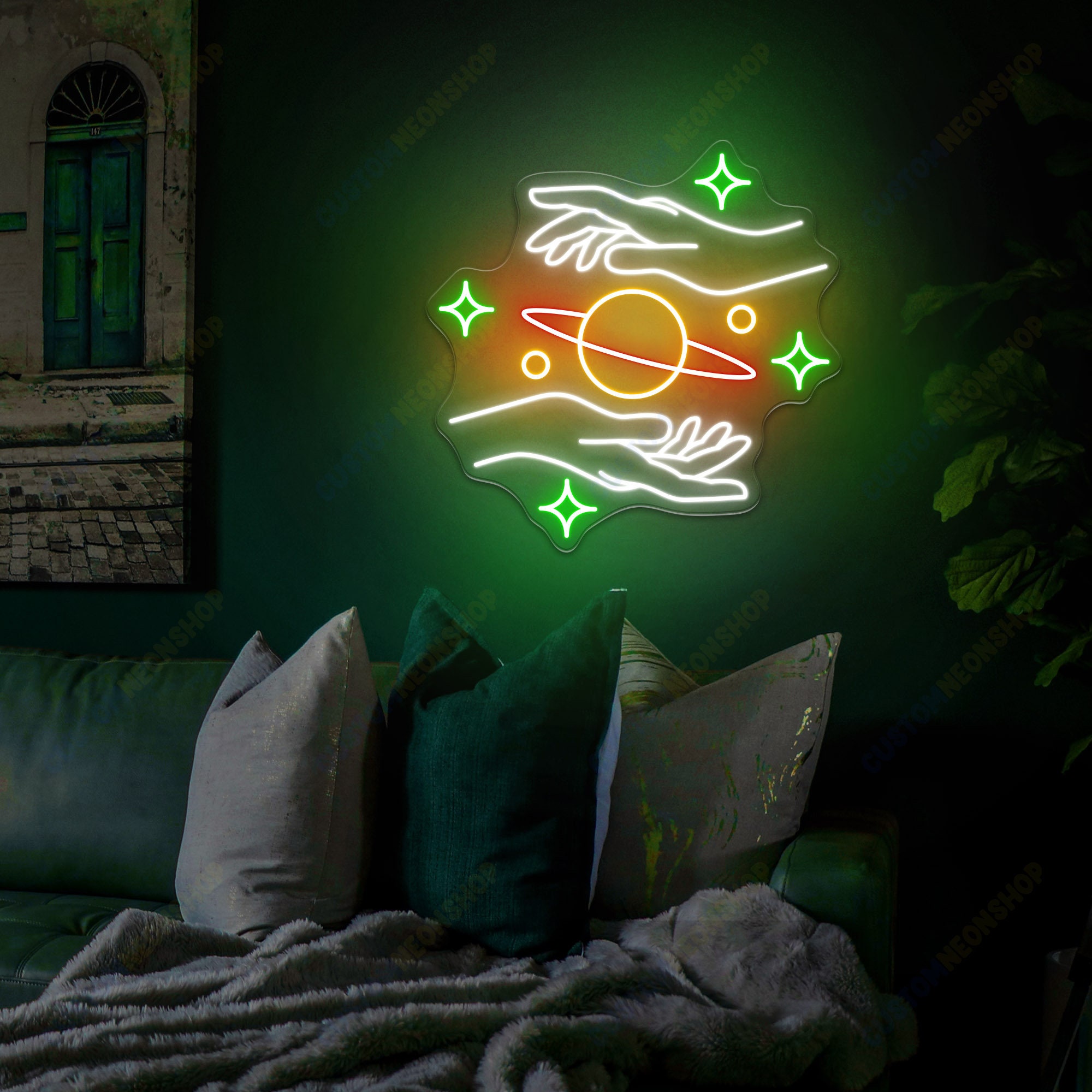 Galaxy Moon and Star Neon Sign Planet Neon Sign Galaxy Neon - Etsy