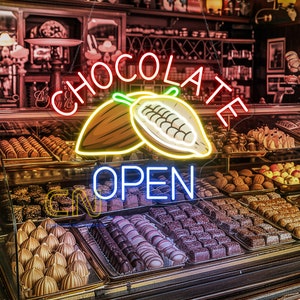 Chocolate Open Neon Sign, Chocolate Neon Sign, Chocolate Decor Sign ...