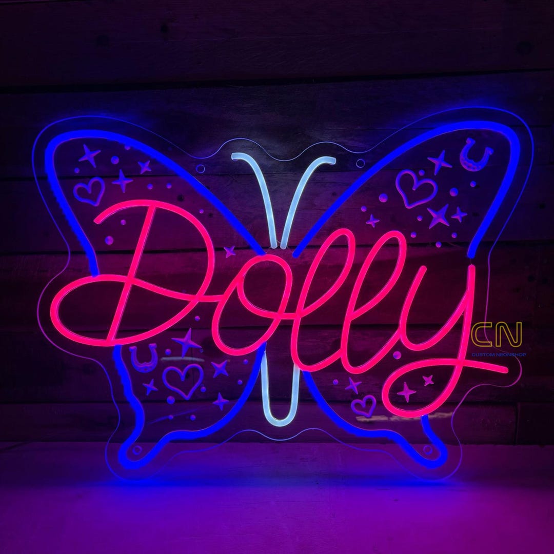 Dolly Butterfly Neon Signs, Custom Neon Sign, Pink Led Lights ...