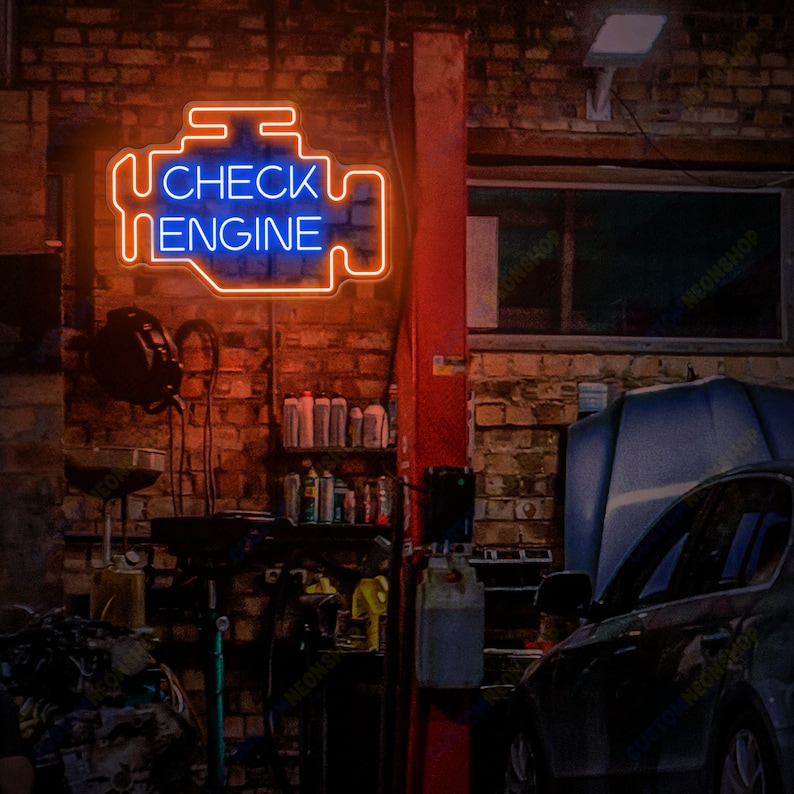 Engine Neon Sign, Check Engine Light Sign, Car Neon Sign, Check Engine ...