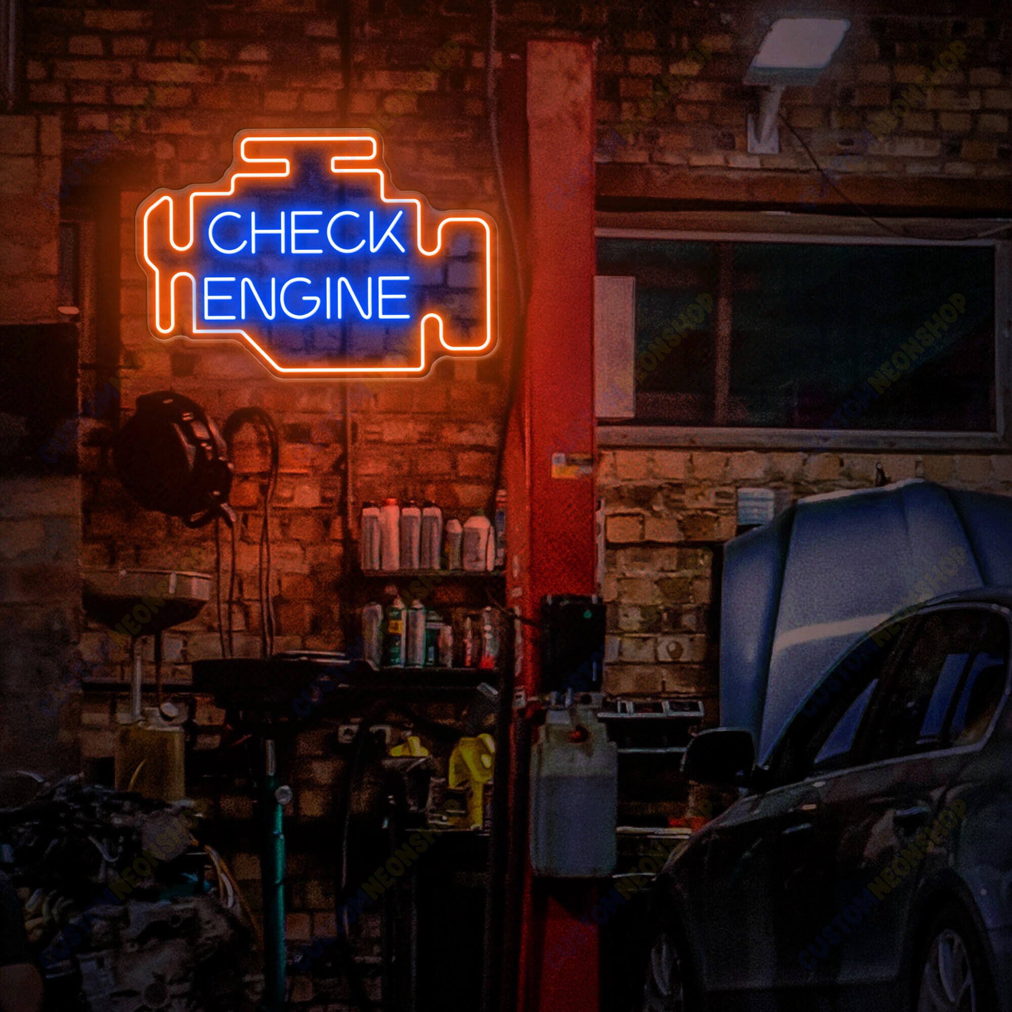 Engine Neon Sign Check Engine Light Sign Car Neon Sign - Etsy
