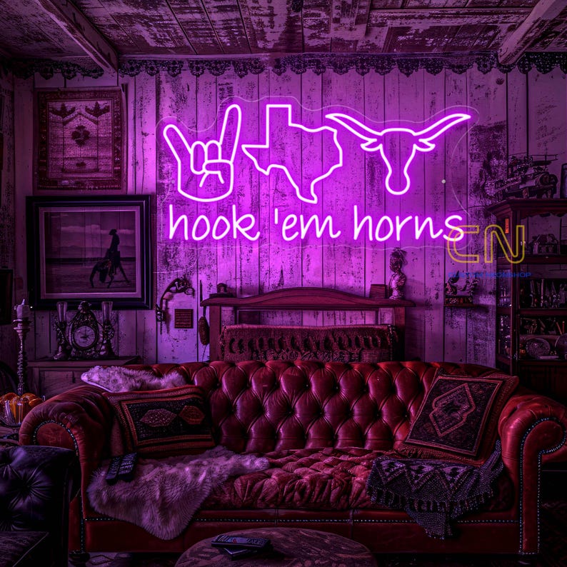 Longhorn Cow Hand Neon Sign, Texas Neon Sign, Gift for Boyfriend ...