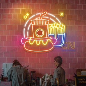 Fast Food Neon Sign Hot Dog Fries Drink Neon Light Food Truck Led Neon ...
