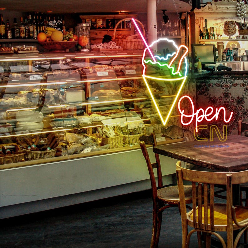 Shaved Ice Open Neon Sign, Shaved Ice Neon Sign, Ice Cream Led Sign ...