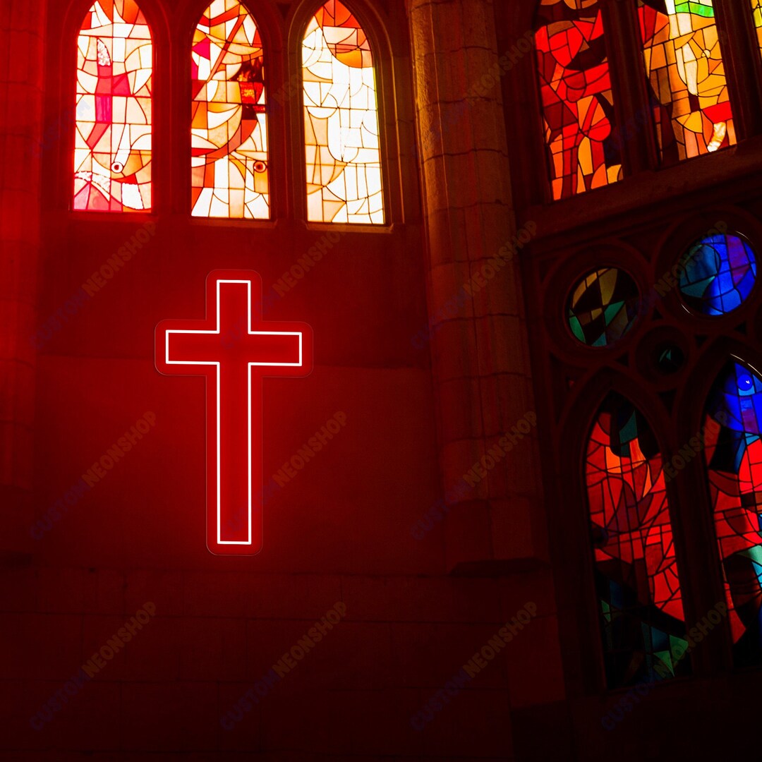 Cross Neon Sign, LED Cross Sign Light, Neon Cross Sign, Red Neon Cross ...