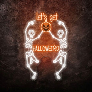 Skeleton Neon Sign Funky Sign Dancing Skull Neon Sign Halloween Neon ...