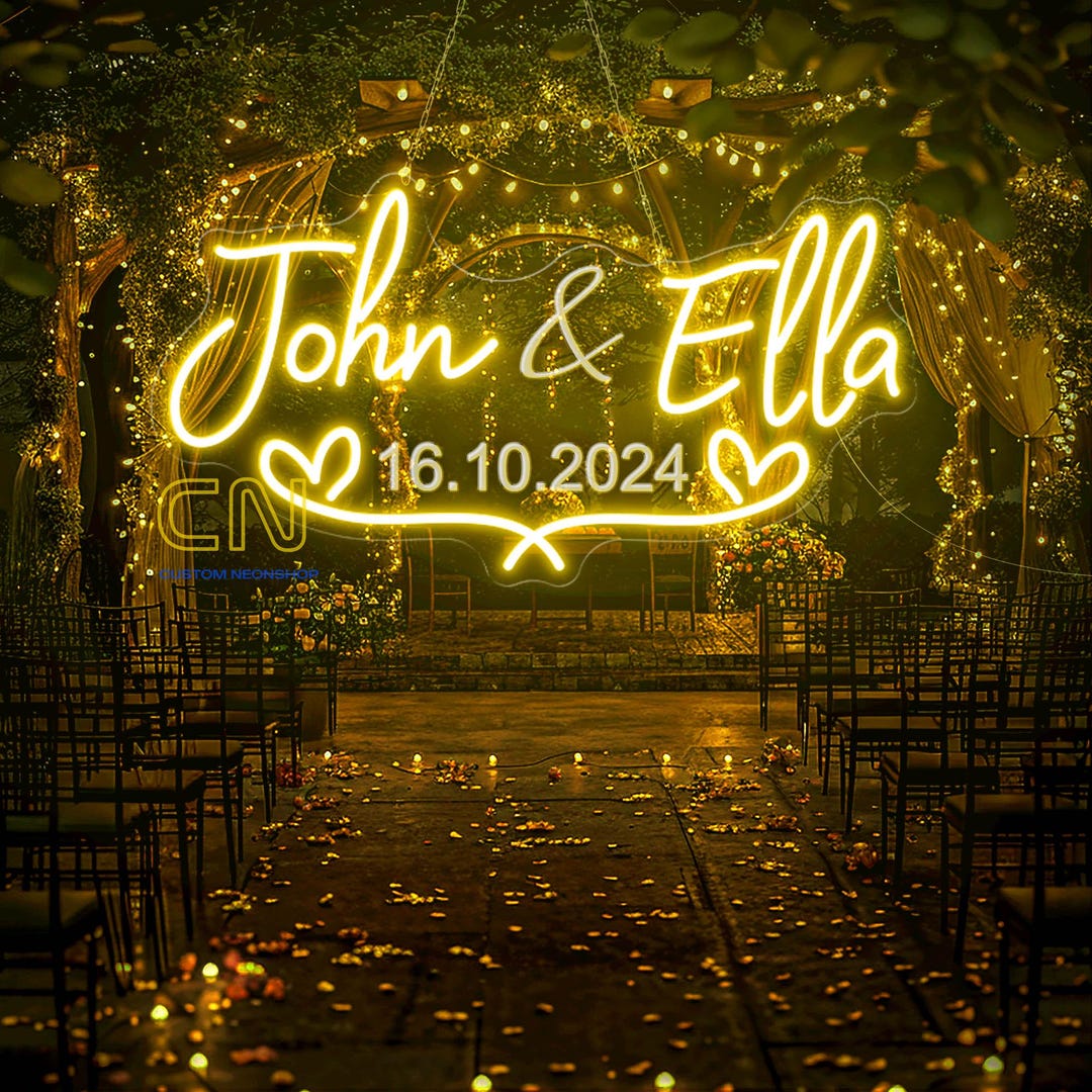 Custom Wedding Neon Sign, Custom Couple Name Date Neon Sign, Wedding ...