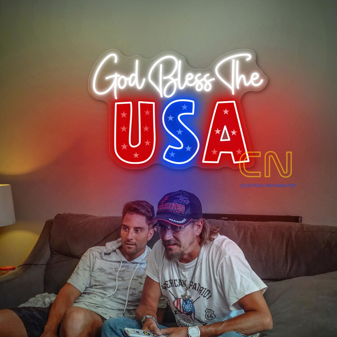 God Bless the USA Neon Sign, 1776 USA Neon Light, Proud American Light ...