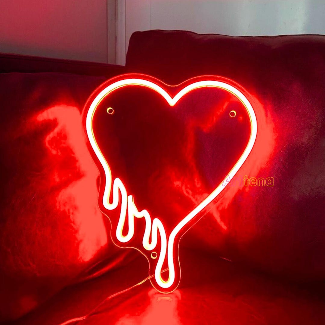 Custom Heart Shape Neon Sign, Minimalist Heart LED Neon Sign, Bedroom ...