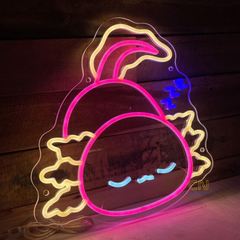 Axolotl Neon Sign, Axolotl Sleeping, Hologram Light, Kawaii Decor ...