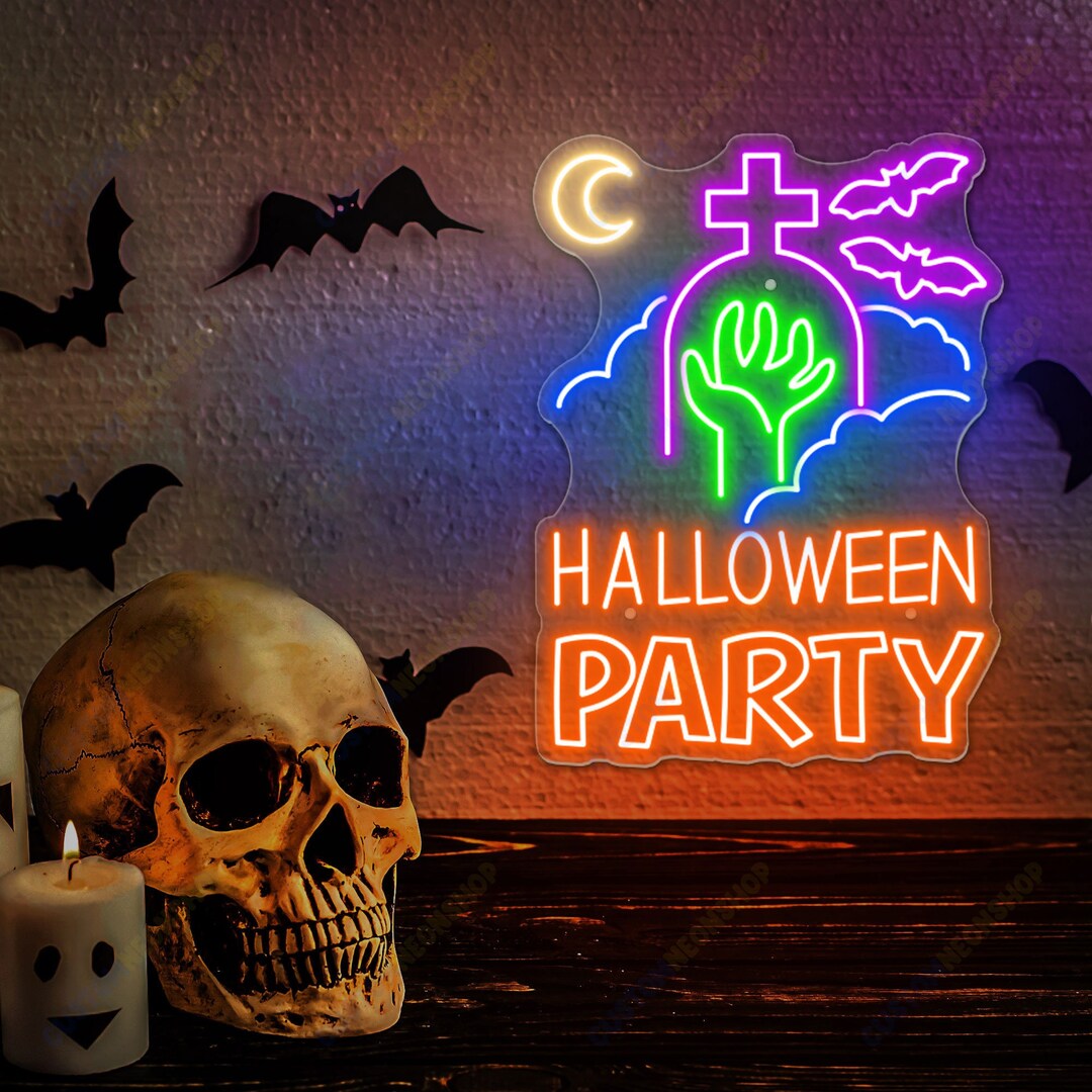 Halloween Party Neon Sign, Halloween Decor, Halloween Neon Sign, Custom ...