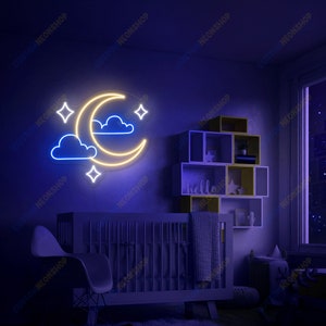 Moon Cloud Star Neon Sign, Custom Handmade Art Neon Light, Personalized ...