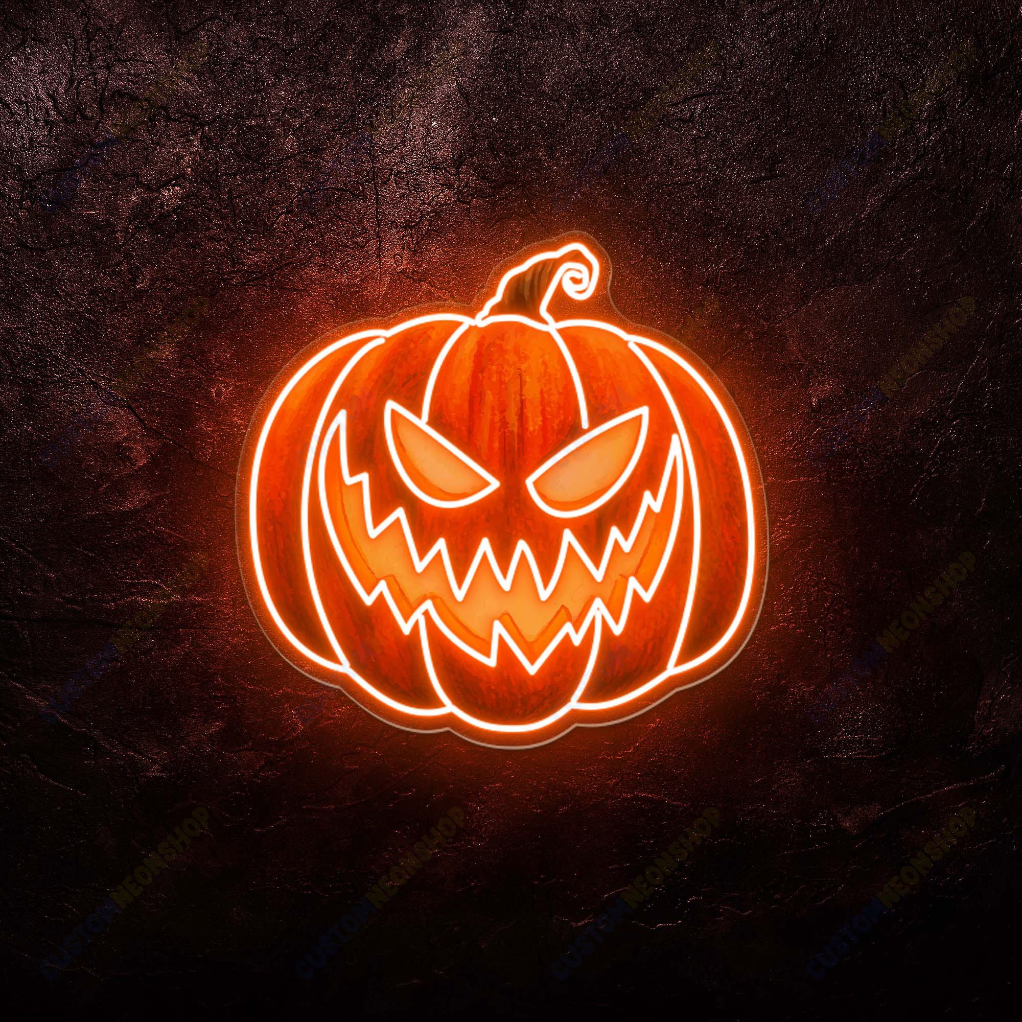 Halloween Pumpkin Neon Sign Custom Neon Sign Halloween Neon Sign Wall ...