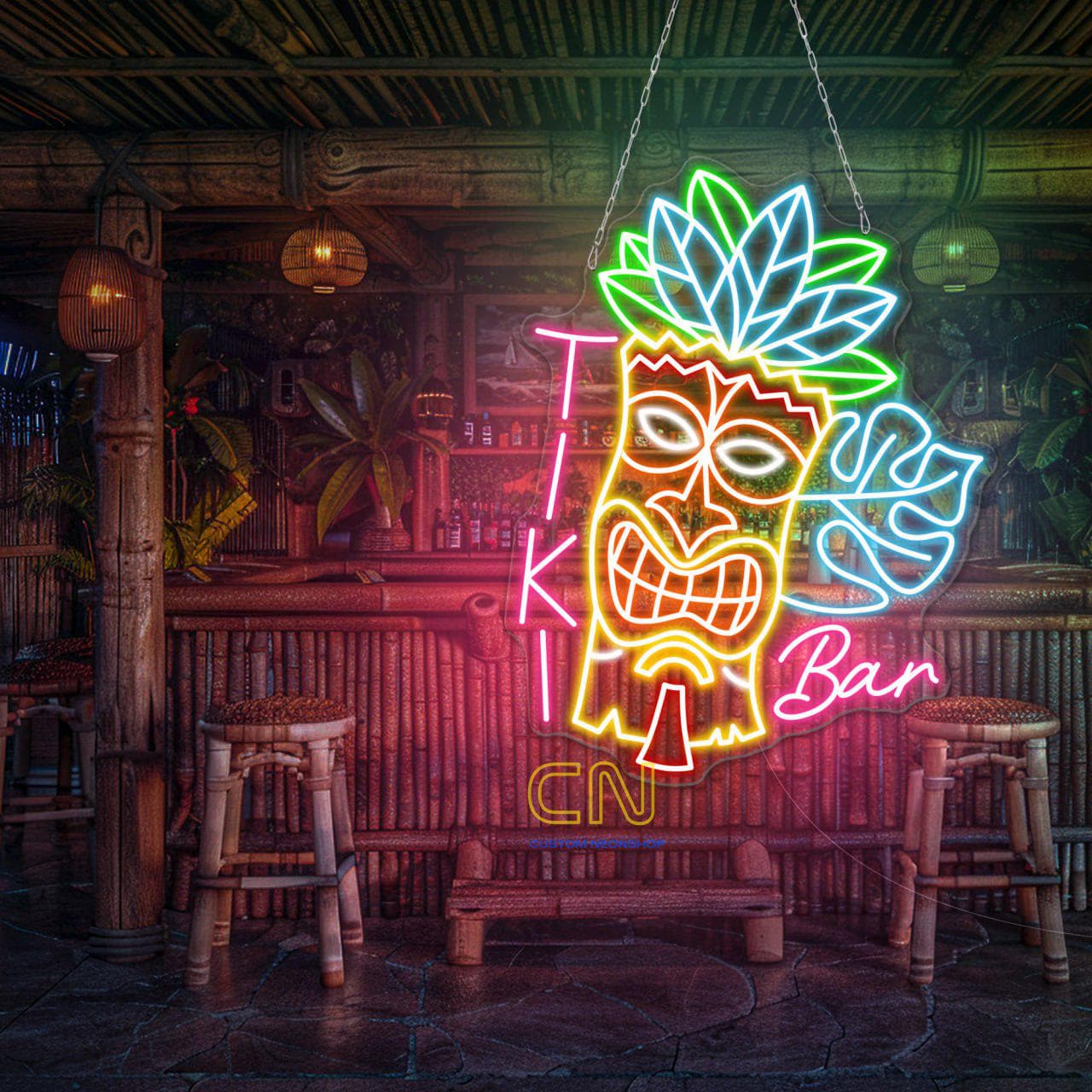 Tiki Bar Neon Sign, Custom Bar Signage Tiki Lounge Sign, Beach Tiki ...
