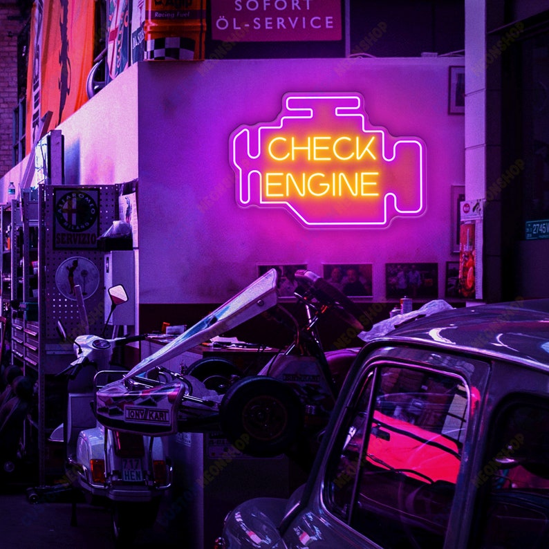 Engine Neon Sign, Check Engine Light Sign, Car Neon Sign, Check Engine ...