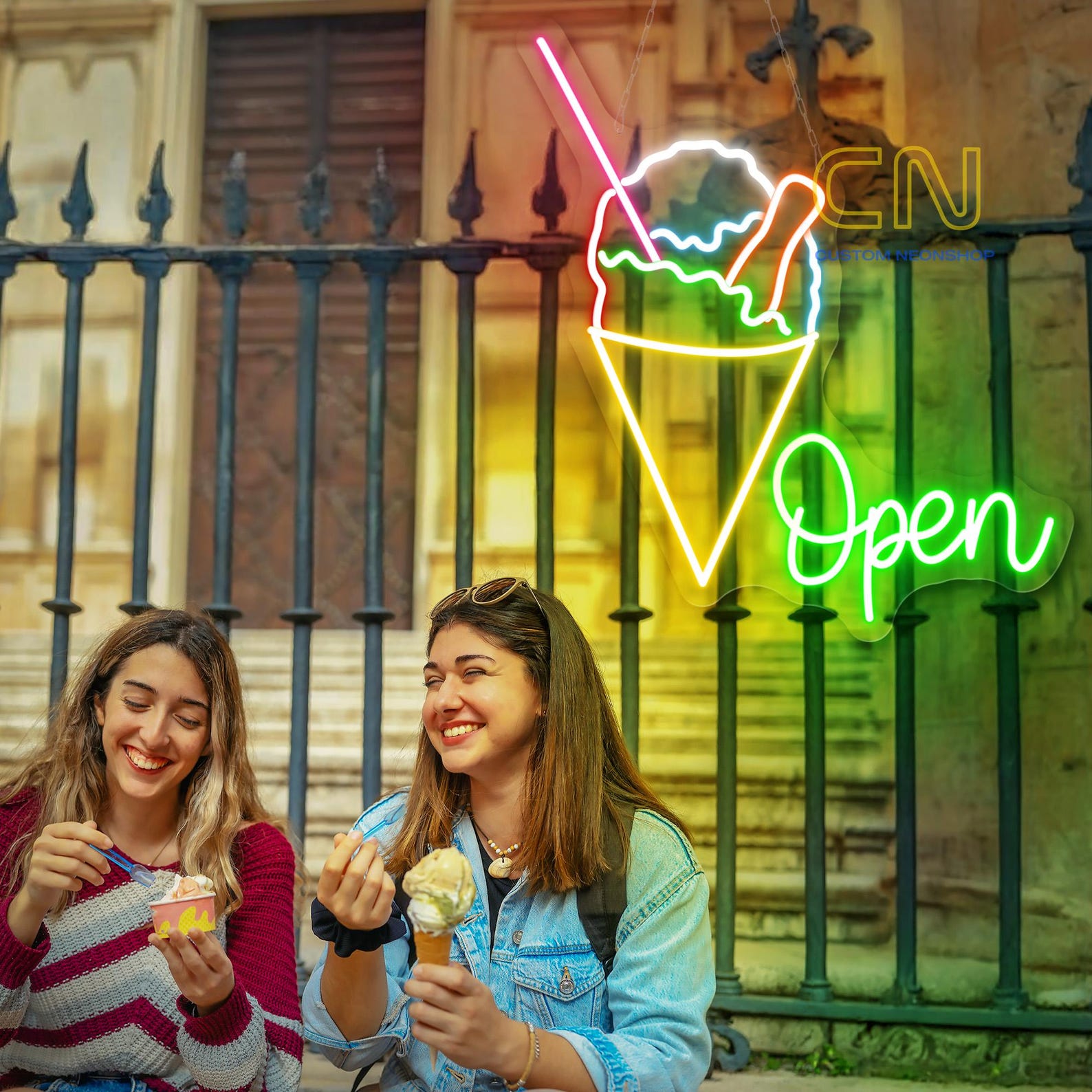 Shaved Ice Open Neon Sign, Shaved Ice Neon Sign, Ice Cream Led Sign ...