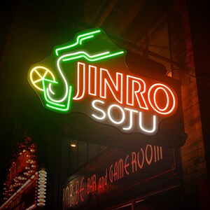 Jinro Soju Neon Sign, Korean Soju Frog LED Sign, Frog Wall Decor Light ...