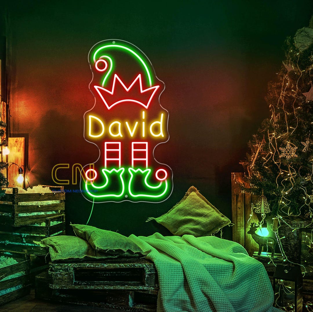 Custom Elf Name Neon Sign, Christmas Elf Neon Light, Funny Christmas ...