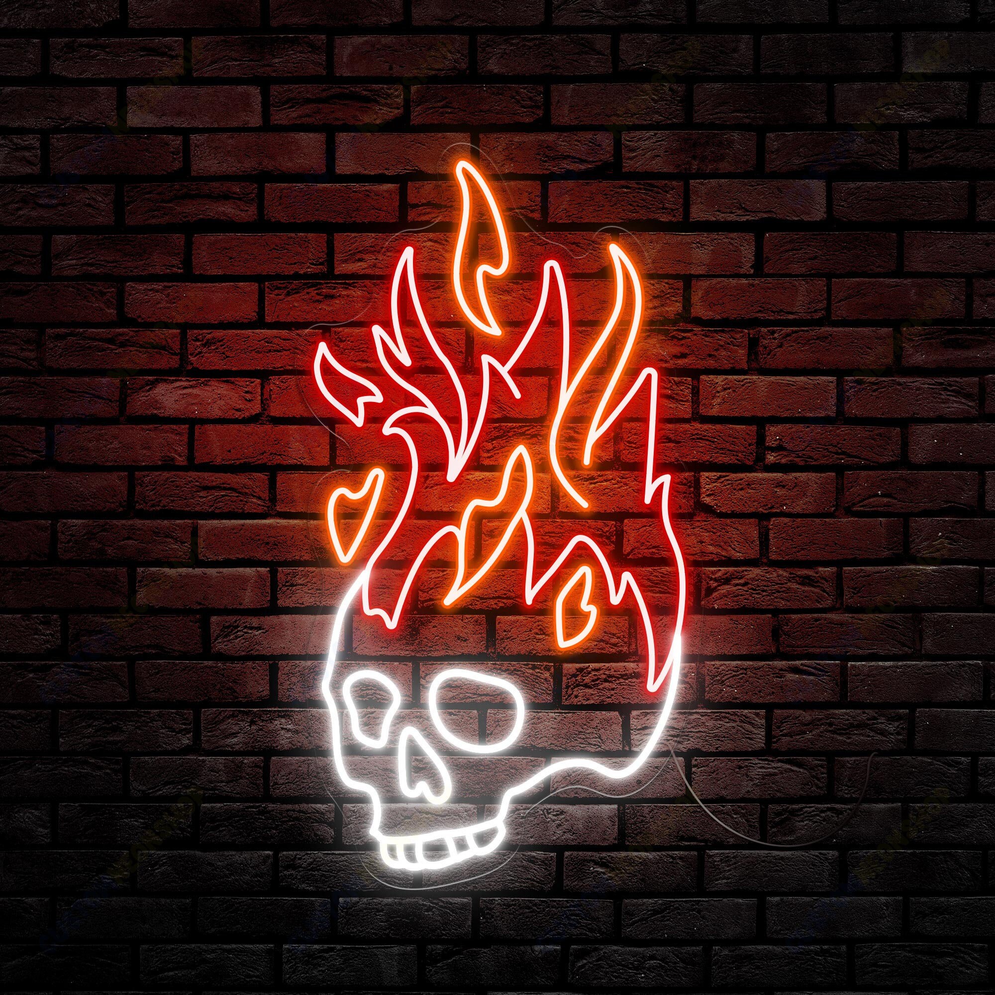 Skull Head Neon Sign Custom Neon Sign Skull Fire Neon Light ...