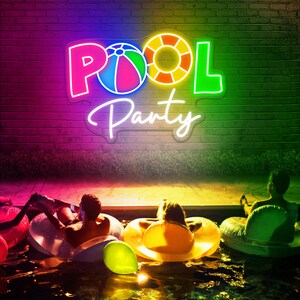 Summer Pool Party Neon Sign, Custom Party Led Light Sign, Swimming Pool ...