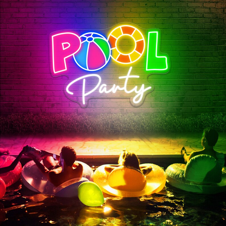Summer Pool Party Neon Sign, Custom Party Led Light Sign, Swimming Pool ...