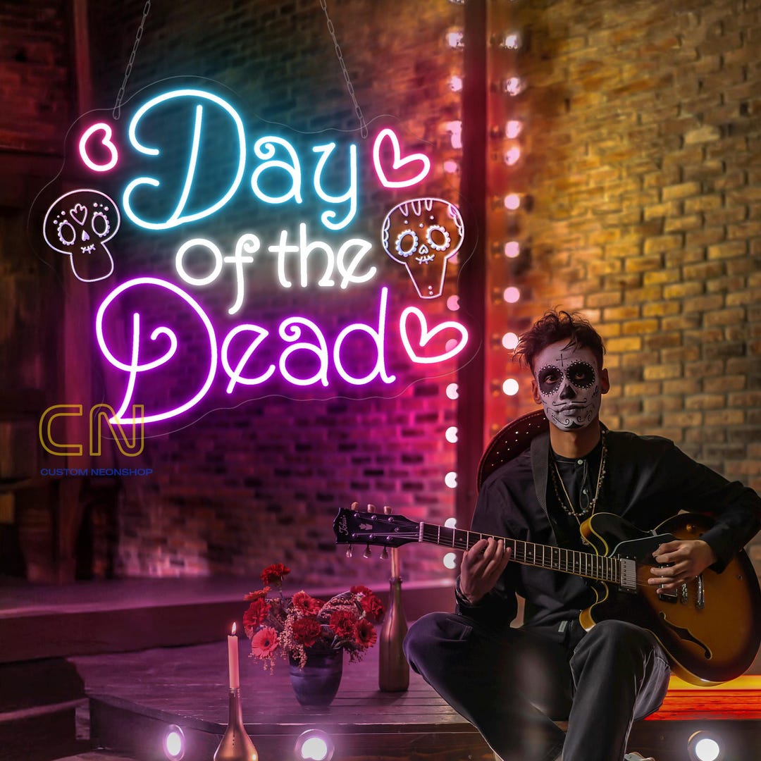 Day of the Dead Neon Sign, Halloween Neon Sign, Halloween Decor Sign ...