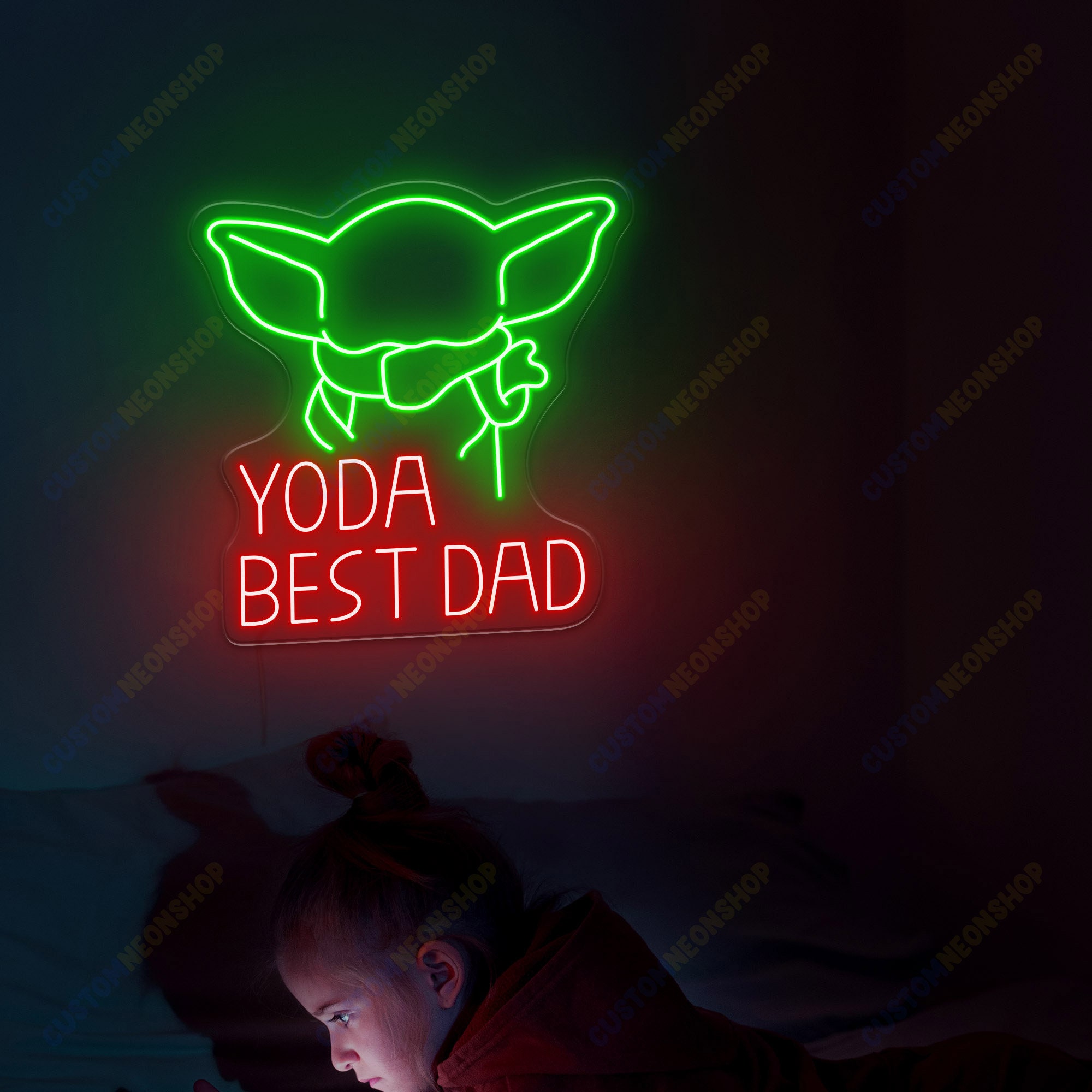 Yoda Best Dad Neon Sign Father's Day Gift Gifts From Daughter, Son Baby ...