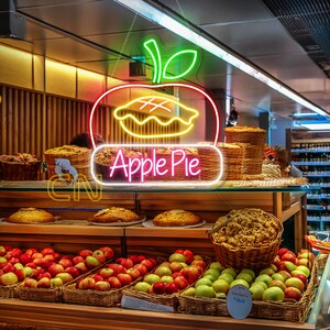 Apple Pie Neon Sign, Sweet Food Sign, Pie Cake Led Sign, Bakery Shop ...