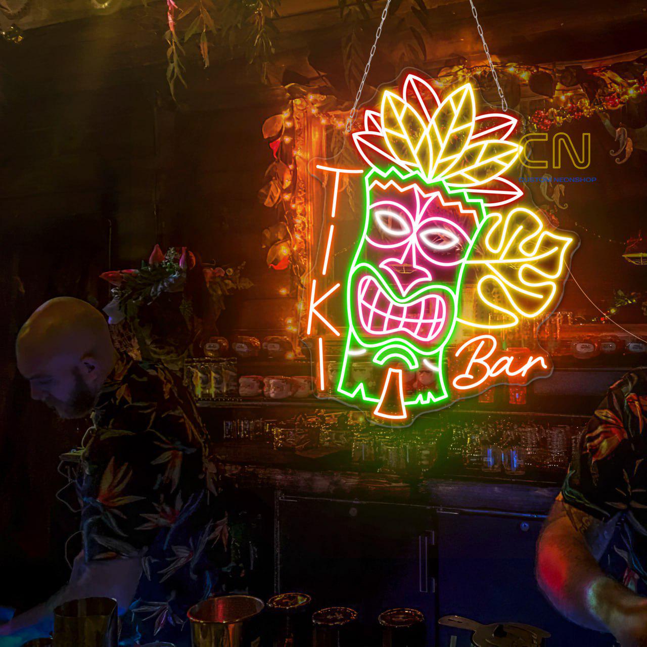 Tiki Bar Neon Sign, Custom Bar Signage Tiki Lounge Sign, Beach Tiki ...
