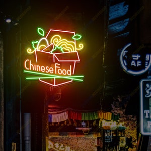 Chinese Take Out Box LED Neon Sign, Chinese Food Wall Decor, Ramen ...