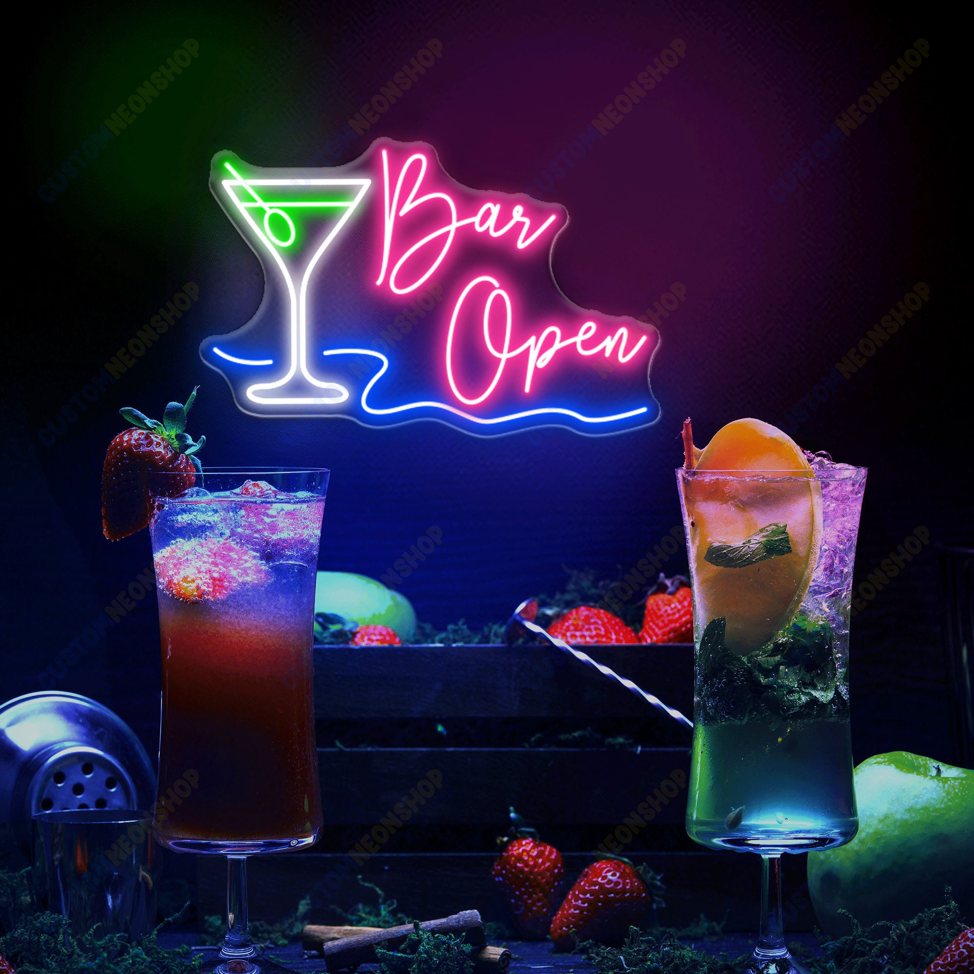 Bar Open Neon Sign, Open Sign for Bar, Cocktail Bar Sign Open Signs for ...