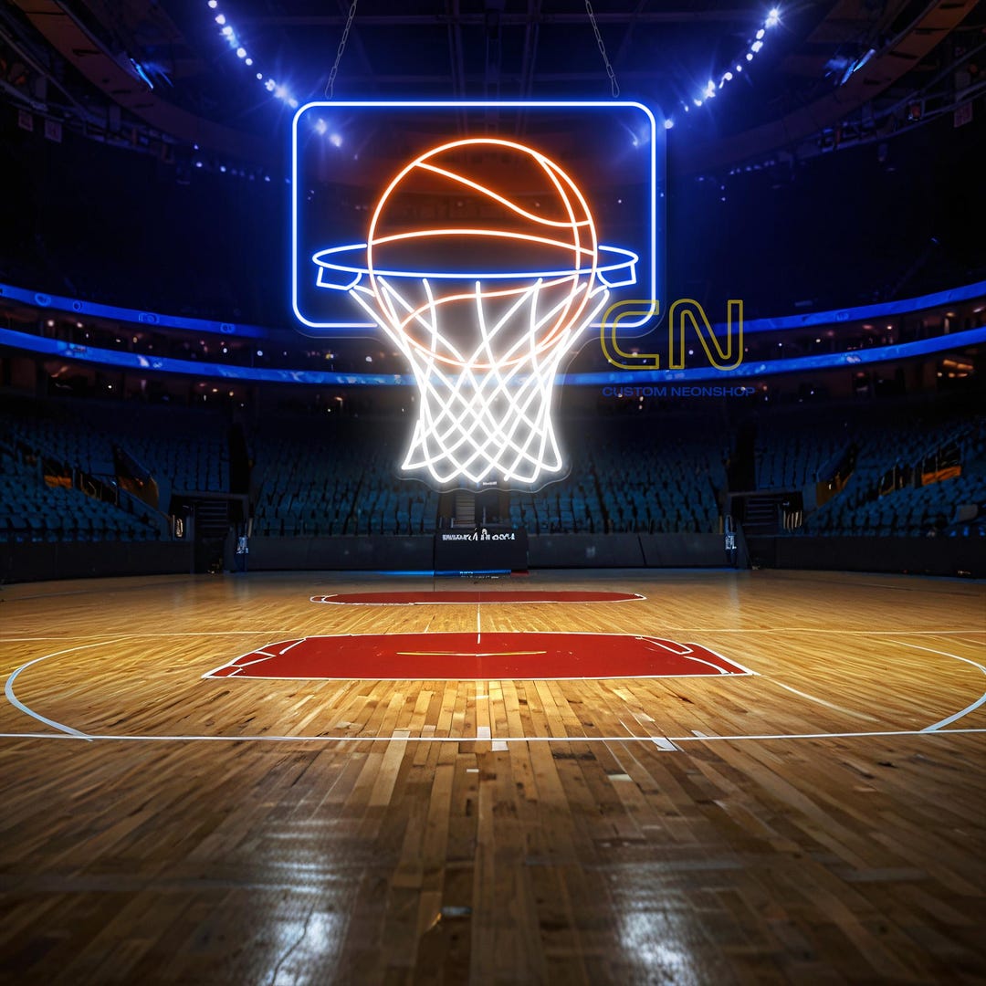 Basketball Hoop Neon Sign, Personalized Basketball Sign, Basketball ...