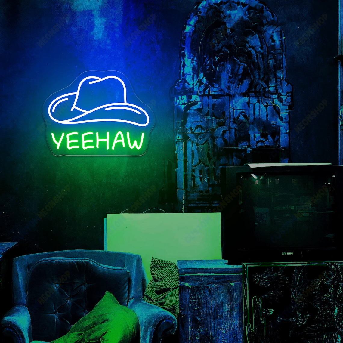 Yeehaw Neon Sign Cowboy Hat Neon Sign Cowboy Hat Wall Decor - Etsy