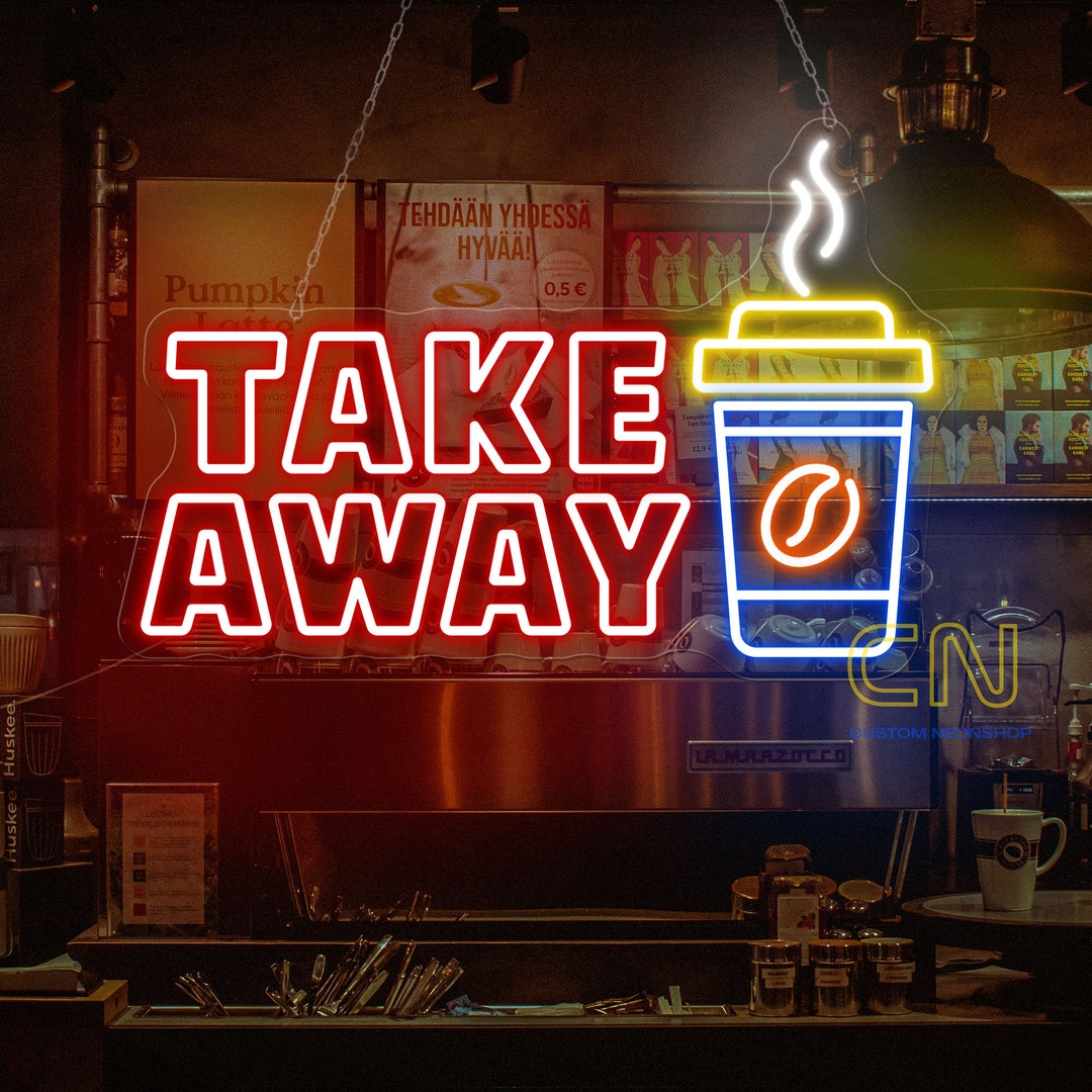 Take Away Neon Sign Coffee to Go Neon Light Custom Coffee Shop Logo LED ...
