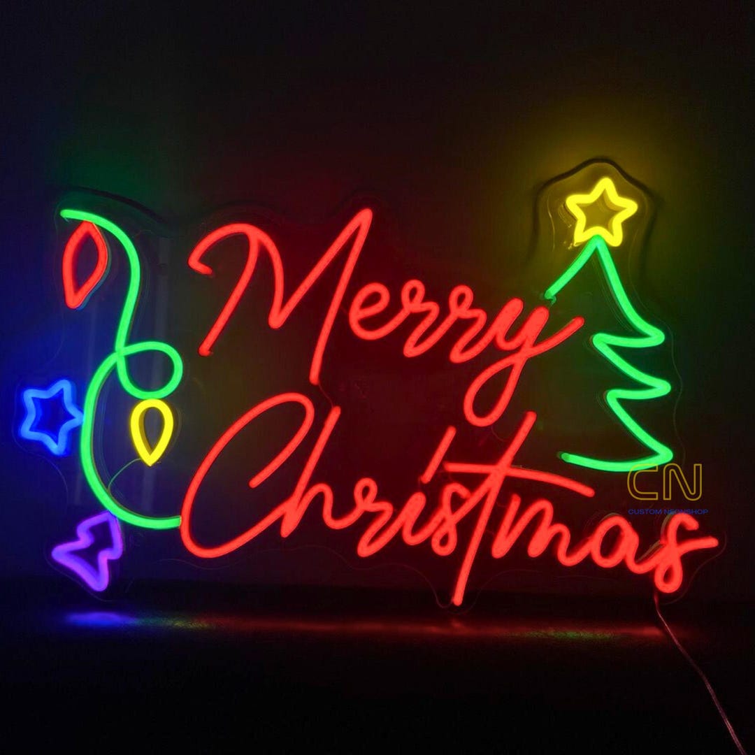 Merry Christmas LED Sign, Xmas Tree Decor Sign, Christmas Wall Sign ...