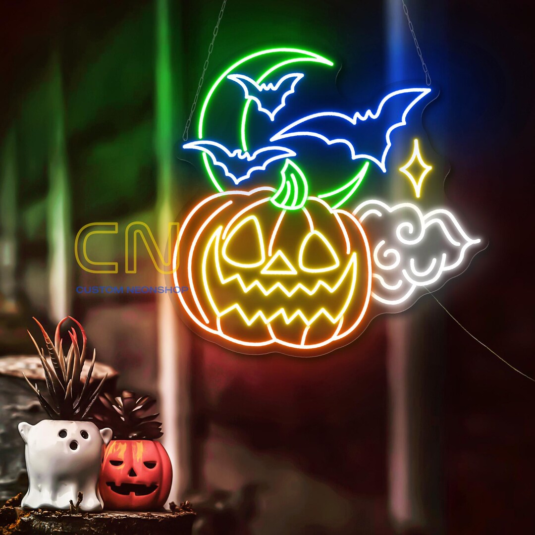 Pumpkin Moon Neon Sign, Halloween Neon Sign, Horror Decor Sign ...