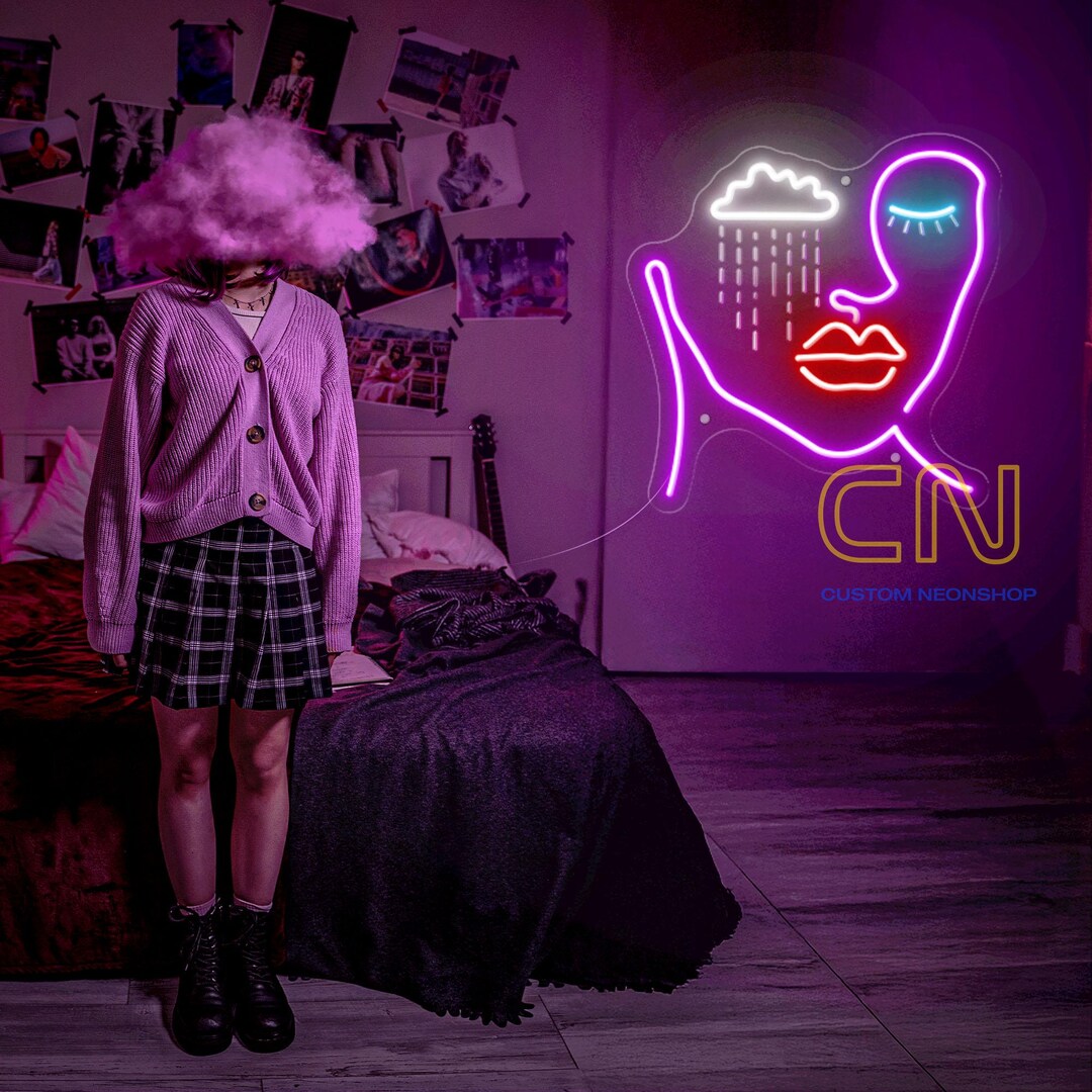 Face Neon Sign, Woman Neon Sign, Girl Face Neon Light, Face Neon ...