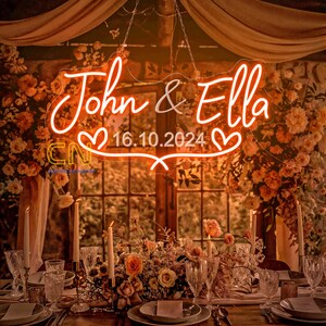 Custom Wedding Neon Sign, Custom Couple Name Date Neon Sign, Wedding ...