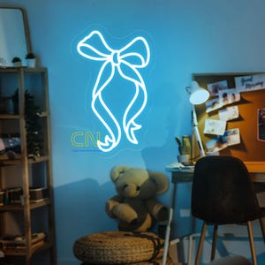 Bow Neon Sign, Ribbon Neon Sign, Gift for Girl, Bedroom Wall Decor ...