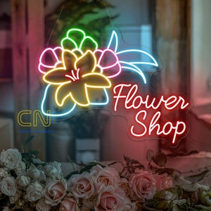 Flower Shop Neon Sign Custom Flower Garden Logo Name Sign Flower ...